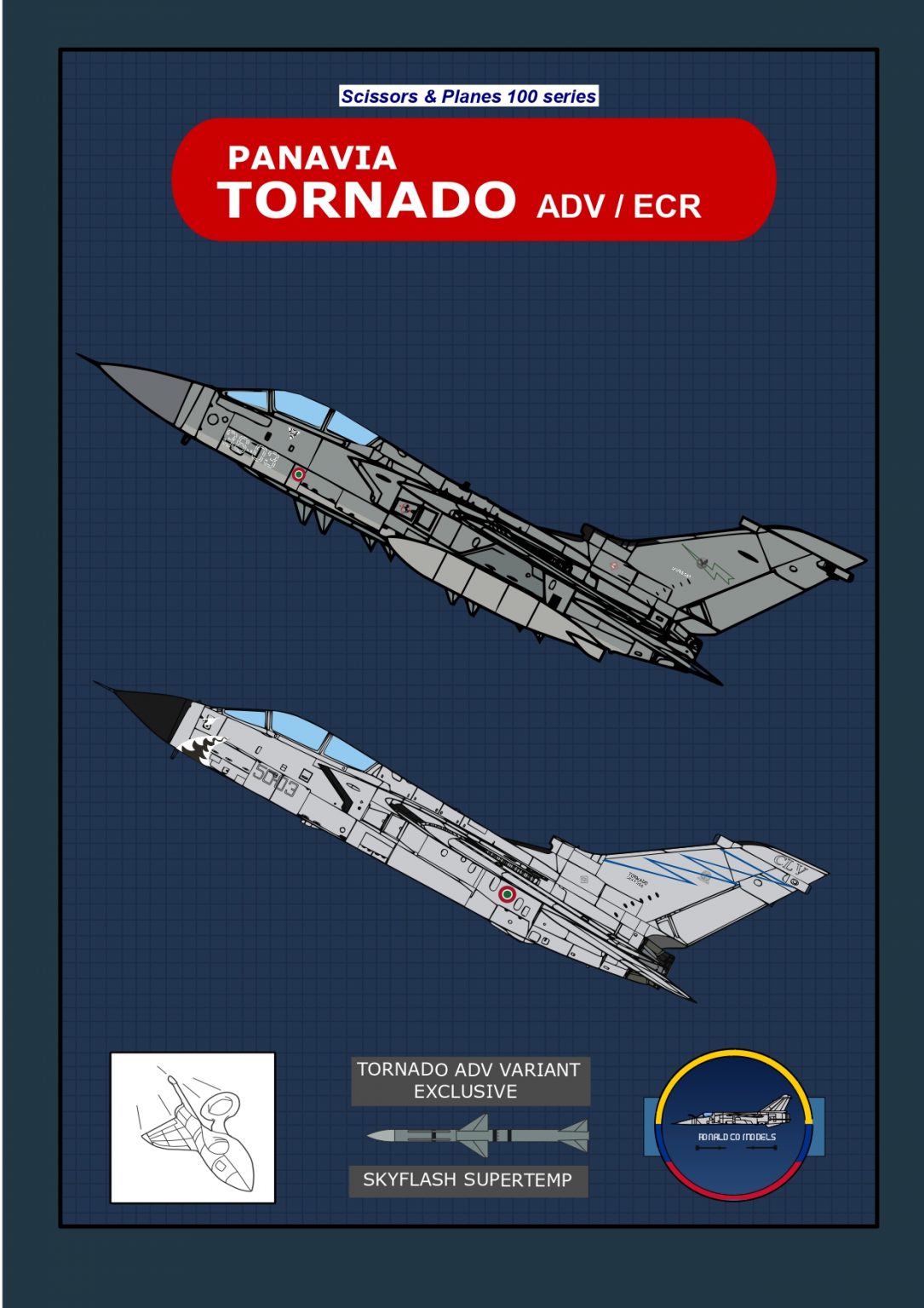 1/100 Italian Panavia Tornado bundle Paper Model - EcardModels