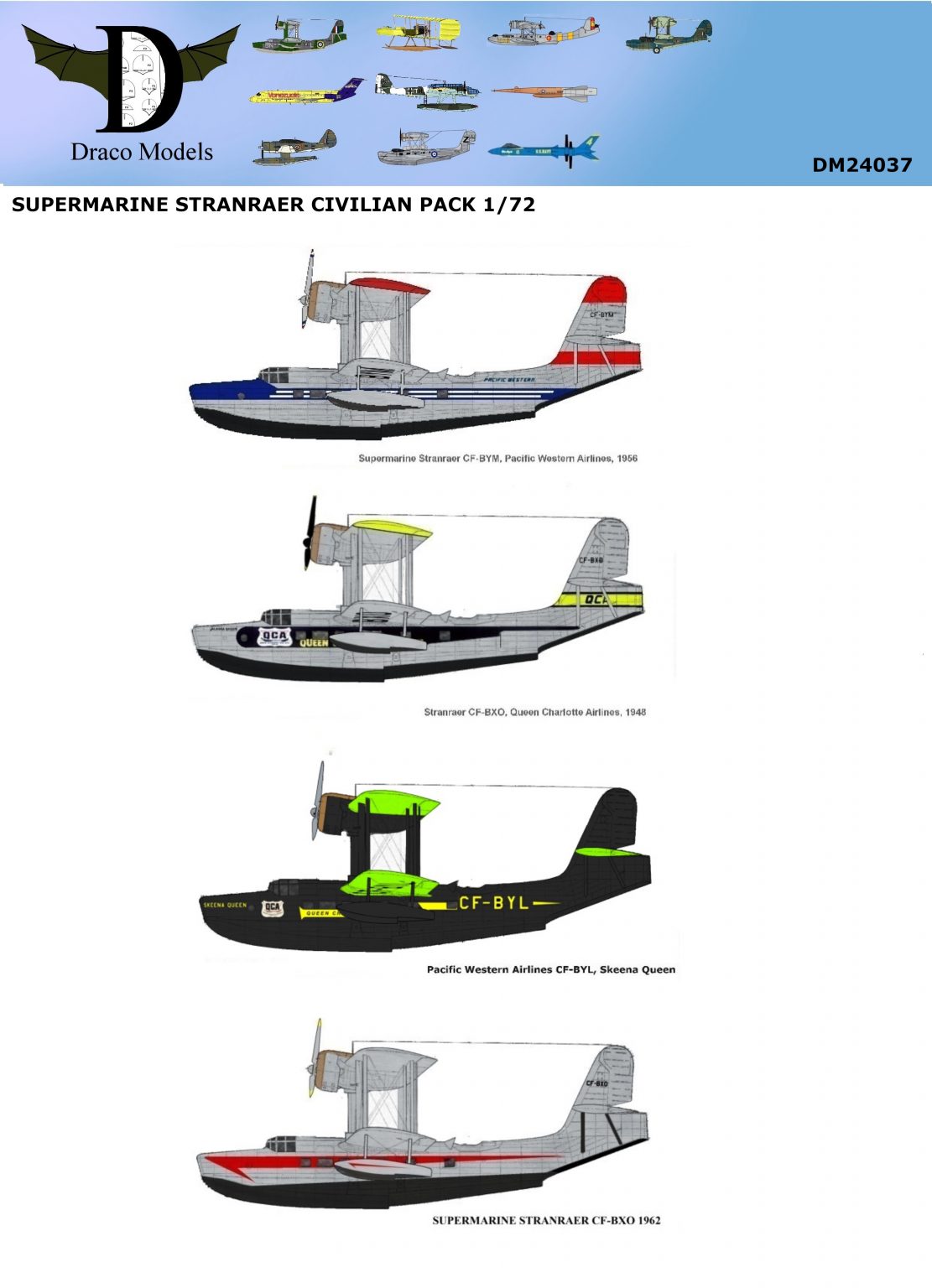 1/72 Supermarine Stranraer Civilian Pack Paper Model - EcardModels