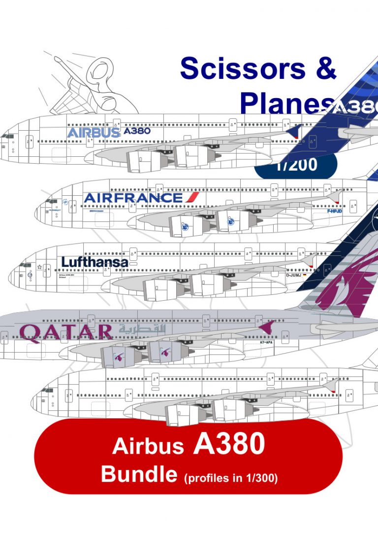 1/200 snp Airbus A380 bundle Paper model - EcardModels