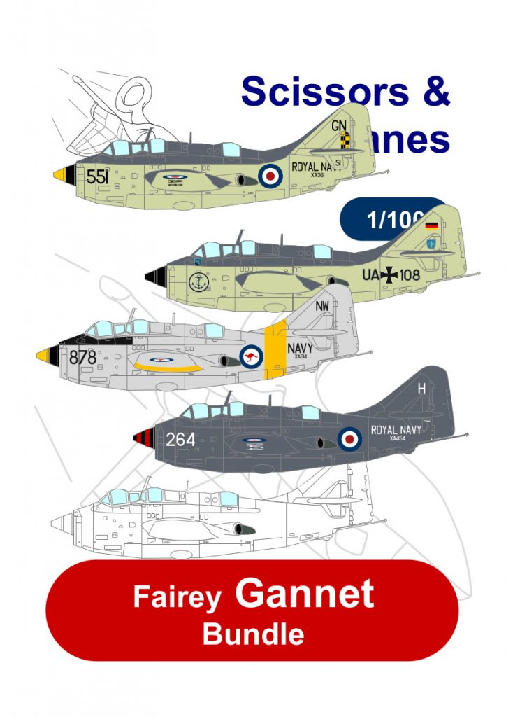 1/100 snp Fairey Gannet bundle Paper model - EcardModels