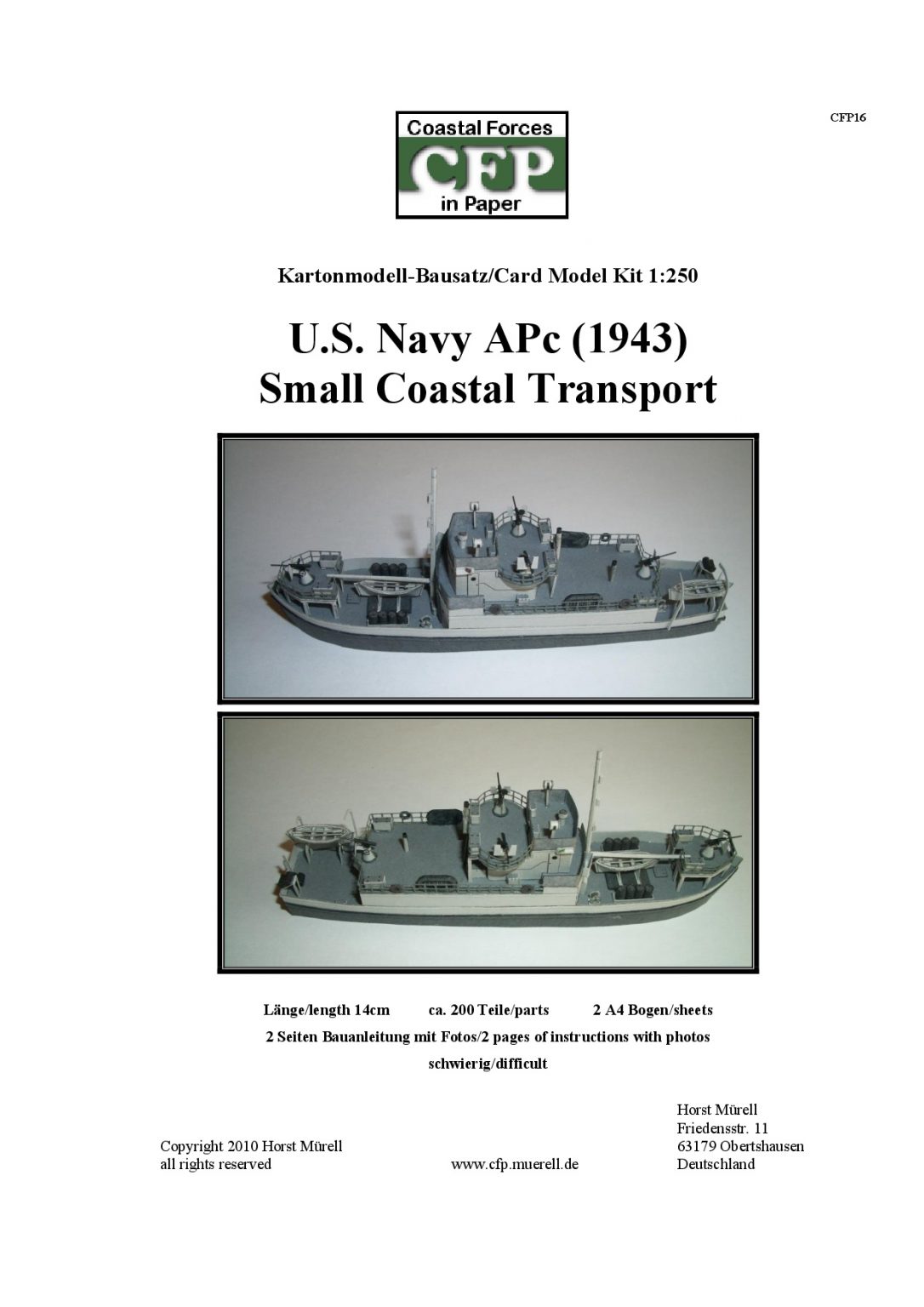 1/250 US Navy APC - Small Coastal Transport Paper Model - EcardModels