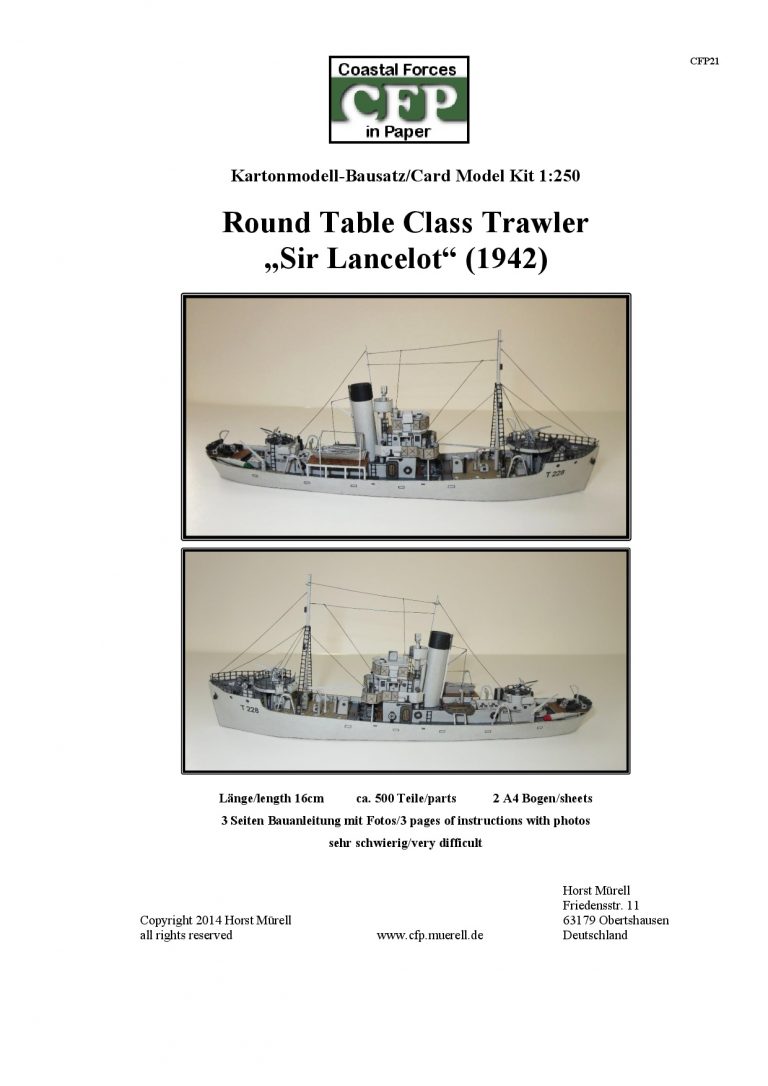 1/250 Round Table Class Trawler "Sir Lancelot" Paper Model - EcardModels