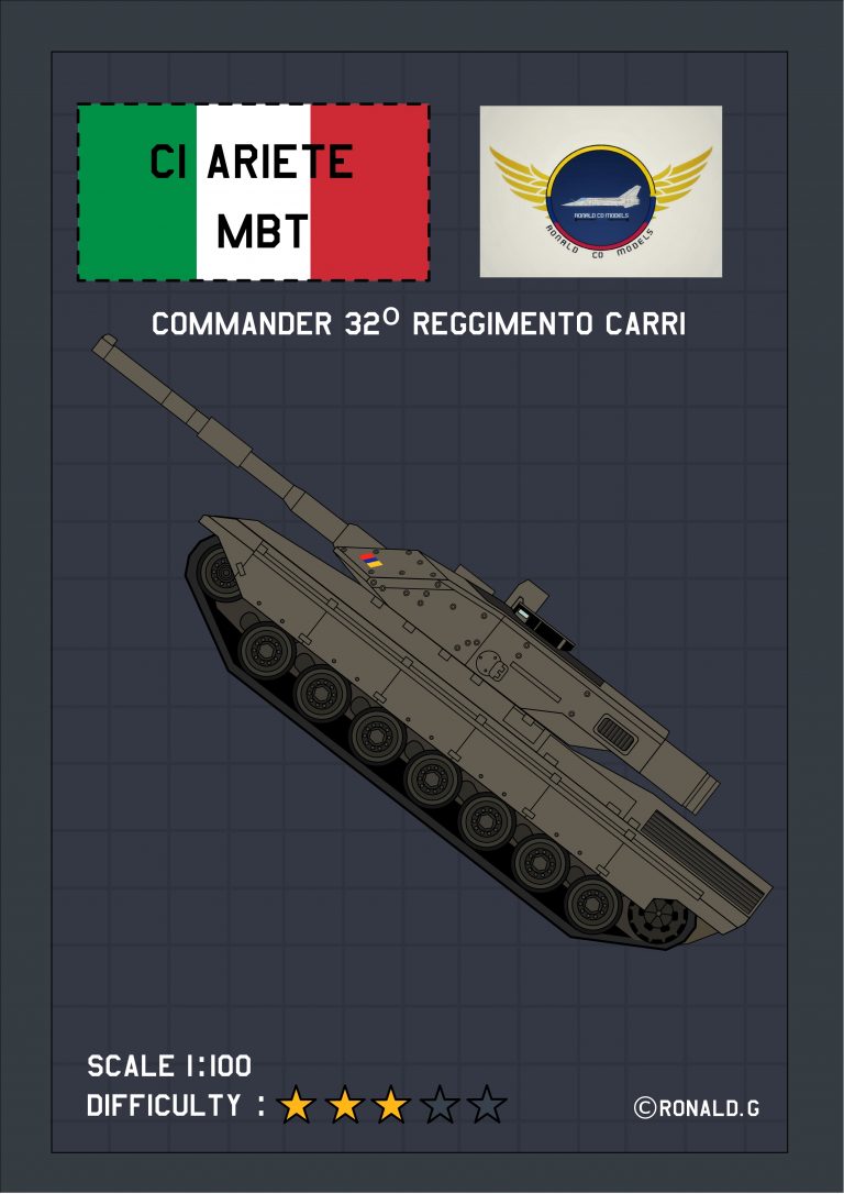 1/100 C1 Ariete MBT "commander 32º Reggimento Carri" Paper Model ...