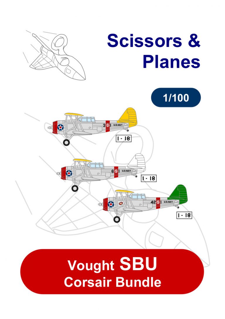 1/100 snp Vought SBU Corsair Bundle Paper Model - EcardModels