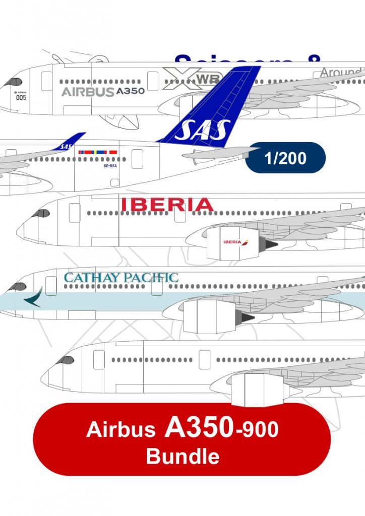 1/200 snp Airbus A350-900 Bundle Paper model - EcardModels