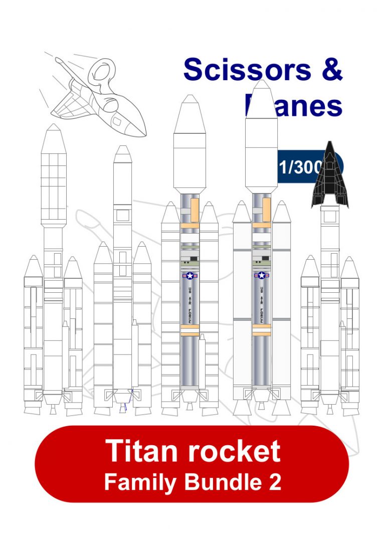 1/300 snp Titan Rocket Bundle 2 Paper Model - EcardModels
