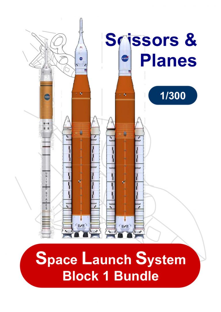 1/300 snp Space Launch System Bundle 1 Paper Model - EcardModels