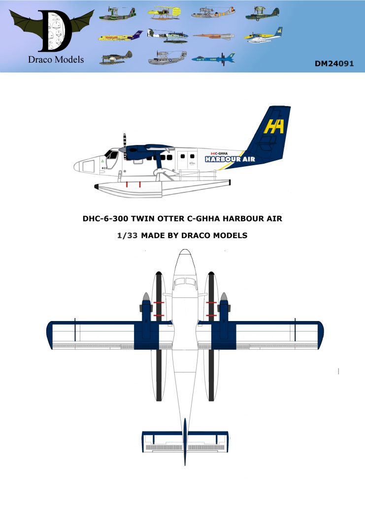 1/33 DHC-6 Hidro Harbour Air Paper Model - EcardModels