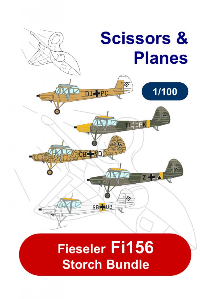 1/100 snp Fieseler Fi156 Storch Bundle Paper Model - EcardModels