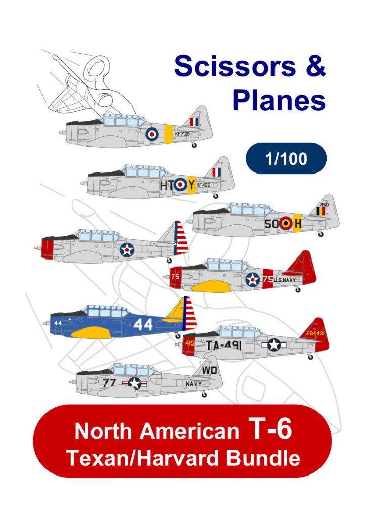1/100 snp North American T6 Harvard Bundle Paper Model - EcardModels