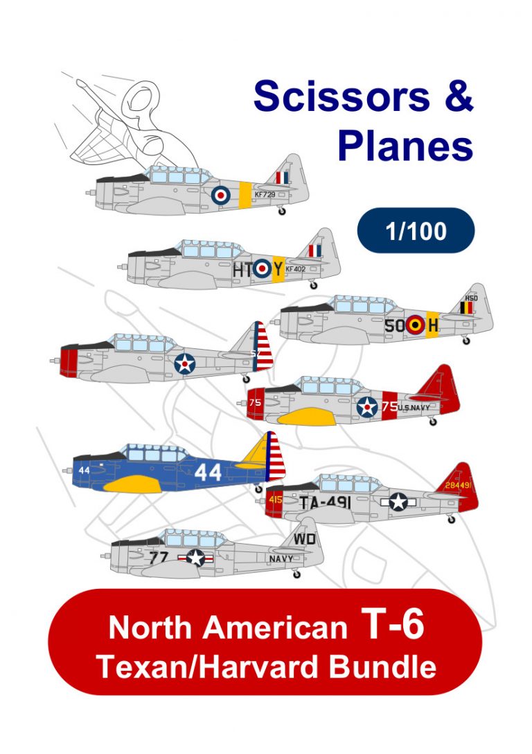 1/100 snp North American T6 Harvard Bundle Paper Model - EcardModels