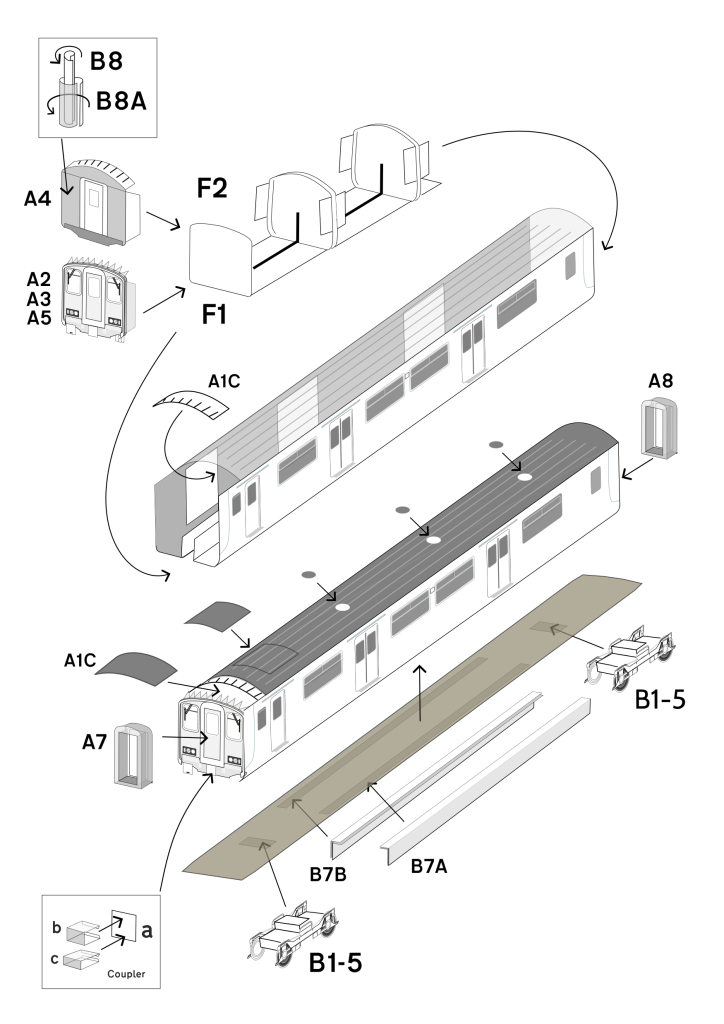 1:148 scale Class 150/2 Regional Railways grey Paper Model - EcardModels
