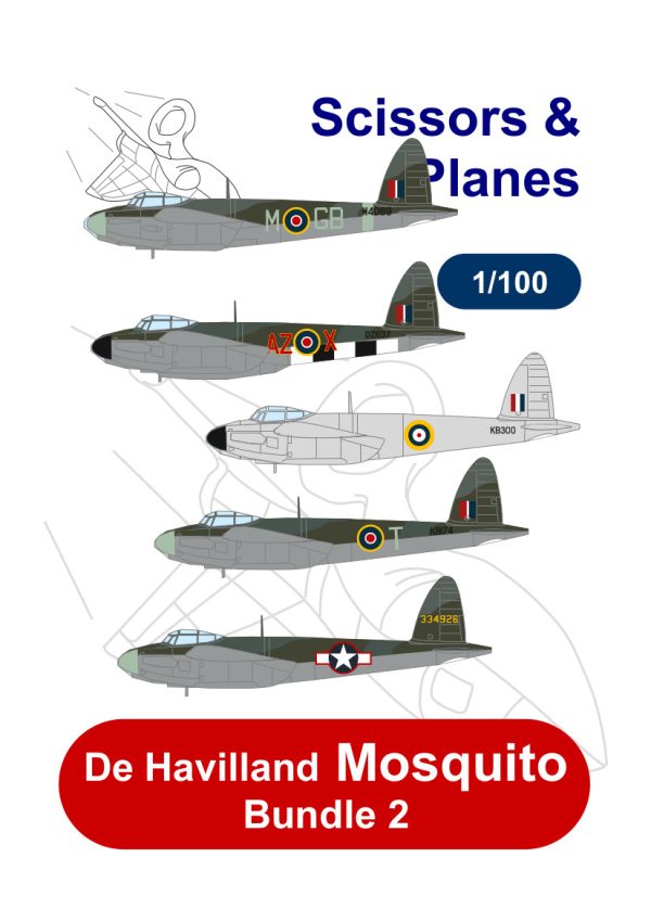 1/100 snp de Havilland DH98 Mosquito Bundle 2 Paper Model - EcardModels