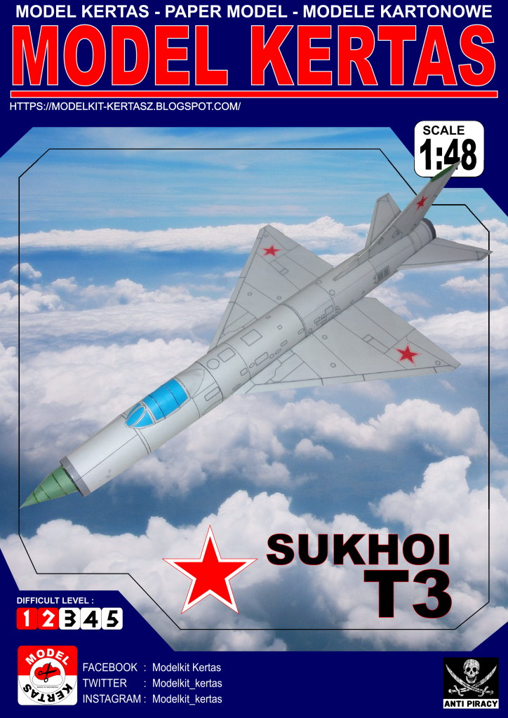 1/48 Sukhoi T3 Paper Model - EcardModels