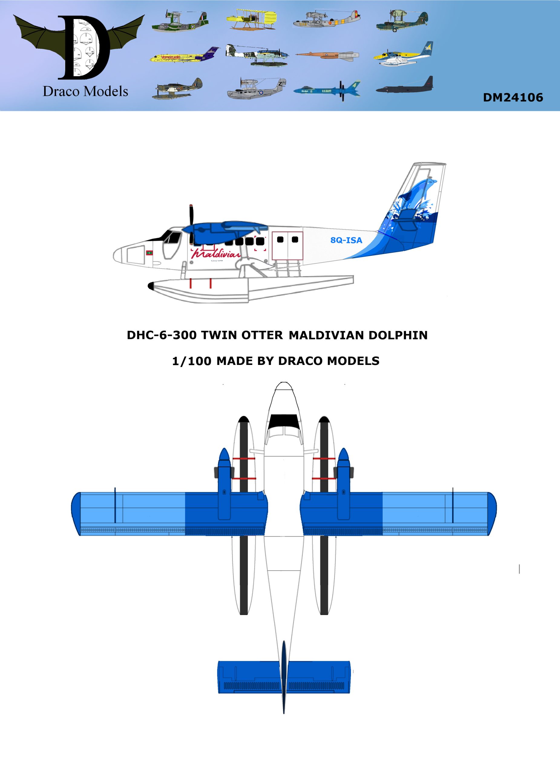 1/100 DHC-6 Dolphin Paper Model - EcardModels