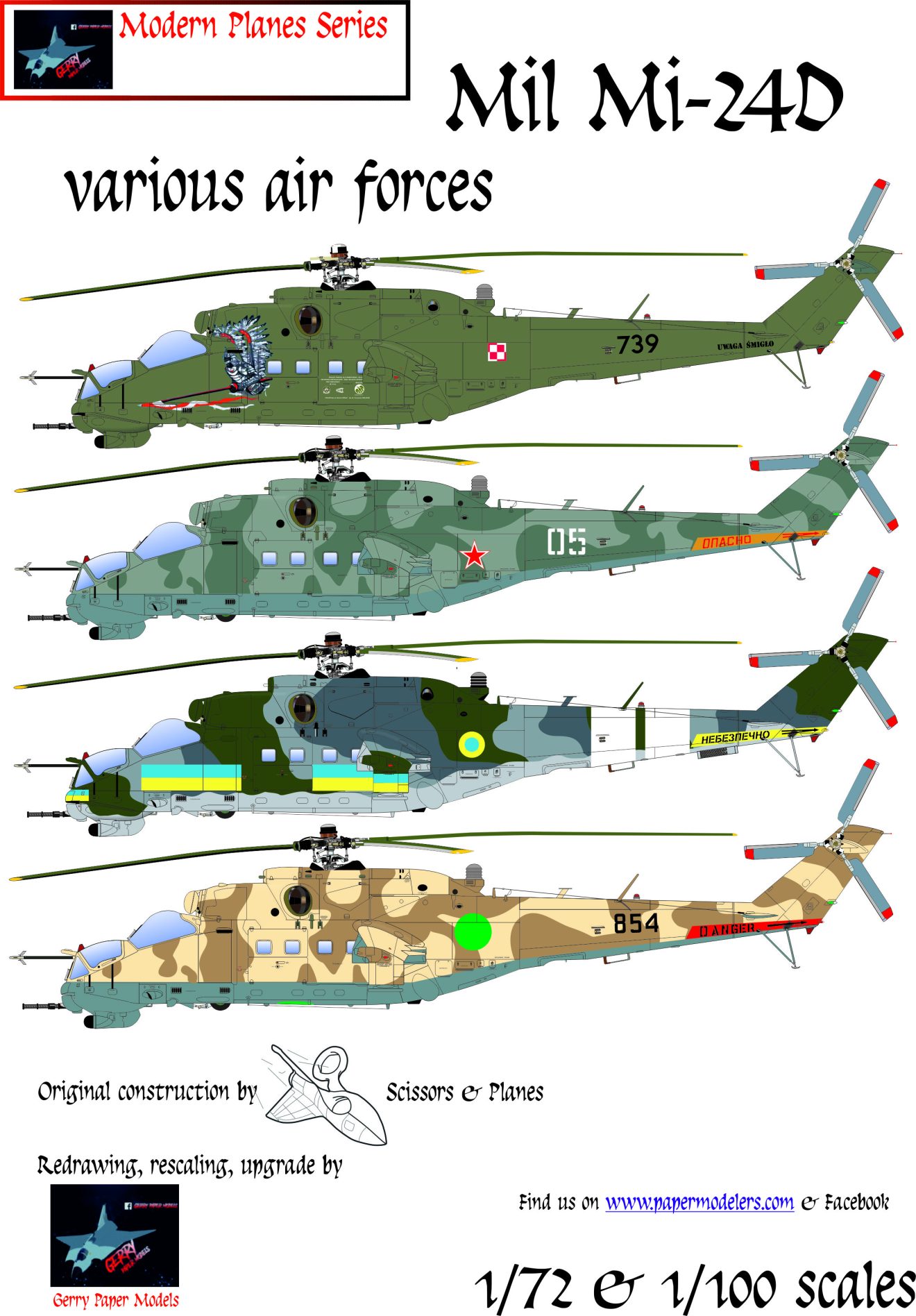 1/72 and 1/100 Mil Mi-24D in various air forces (4) Kit Bundle Paper ...