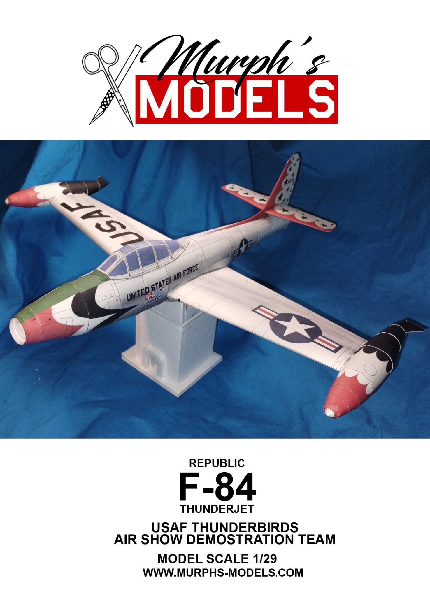 1/29 Republic F-84 Thunderbirds Paper Model - EcardModels